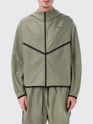 Nike Hooded Technical Fabric Windbreaker Jacket With Swoosh Logo - Green