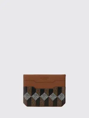 AU DEPART PARIS Printed Cotton And Leather Credit Card Holder - Brown