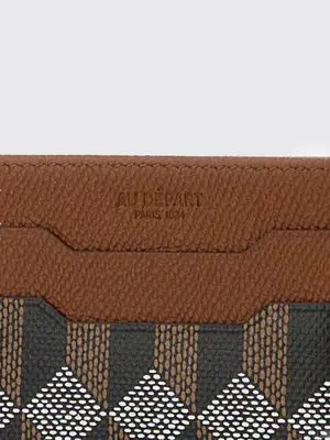 AU DEPART PARIS Printed Cotton And Leather Credit Card Holder