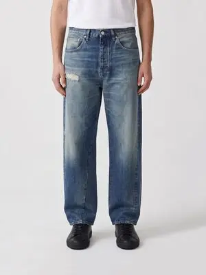 SUNFLOWER Five-pocket Distressed Denim Wide-leg Jeans - Blue