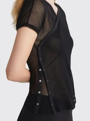 Paloma Wool Top Colour" Mesh Button-up Shirt - Black