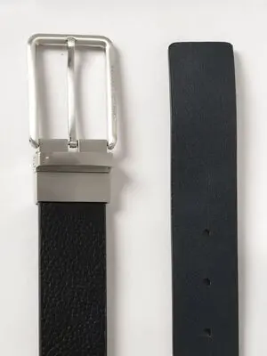 Armani Exchange Reversible Leather Belt With Silver-tone Buckle