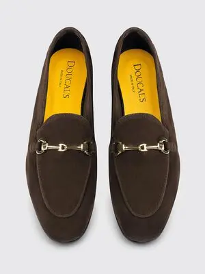 DOUCAL'S Suede Loafers With Bit - Coffee