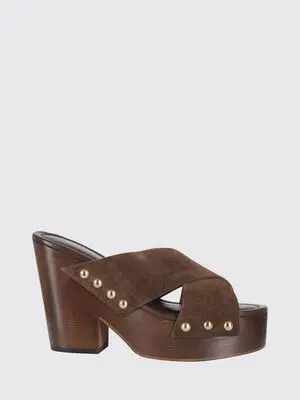Paris Texas Marisol Suede Mules Sandals With Studs And Platform - Ebony