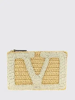 Valentino Garavani Crochet Raffia Pouch - Beige