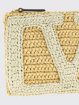 Valentino Garavani Crochet Raffia Pouch - Beige