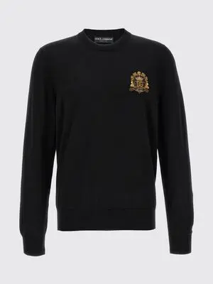 Dolce & Gabbana Crewneck Sweater In Pure Virgin Wool With Logo Crest