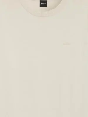 BOSS Basic Cotton Crew Neck Knit Top - White