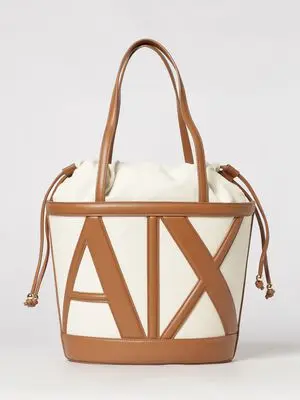 Armani Exchange Logo Detailed Bucket Bag - Natural