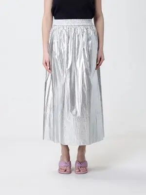 Tibi Laminated Technical Fabric Skirt - Silver