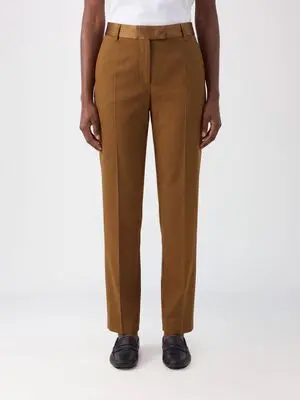 Alberto Biani Tailored Skinny Trousers In Cotton And Silk - Brown