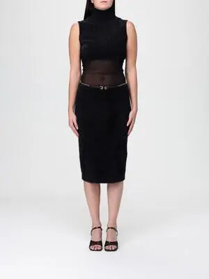 Elisabetta Franchi Mohair-blend Turtleneck Top And Skirt Set - Black