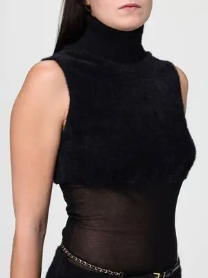 Elisabetta Franchi Mohair-blend Turtleneck Top And Skirt Set - Black