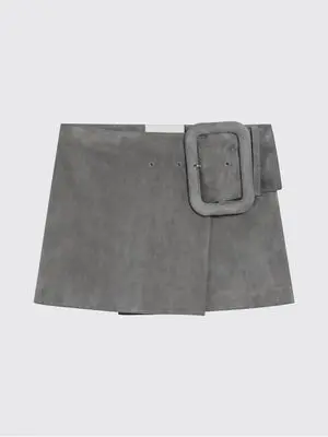 AMI Paris Suede Mini Skirt With Maxi Buckle - Grey