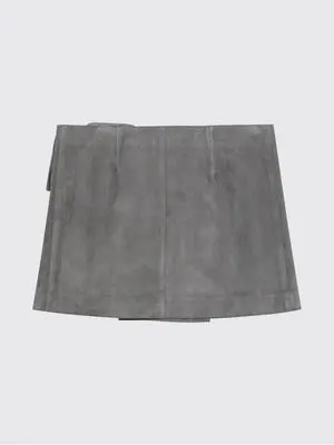 AMI Paris Suede Mini Skirt With Maxi Buckle - Grey