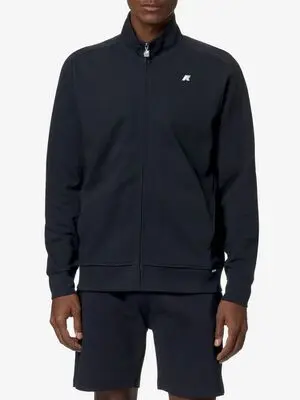 K-WAY Cotton Zip-up Sweatshirt With High Neck And Contrast Logo - Blue