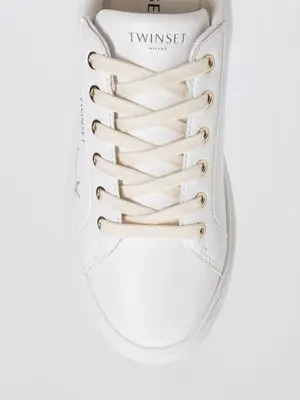 TWINSET Leather Sneakers With Floral Print