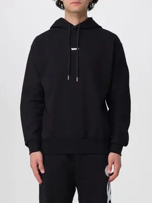 DISCLAIMER Cotton Hoodie With Printed Logo And Dropped Shoulders - Black