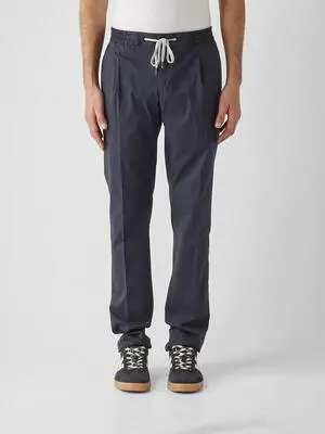 PT TORINO Cotton Blend Stretch Drawstring Trousers - Navy