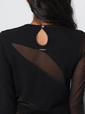 Just Cavalli Long Sleeve Sheer Panel Dress