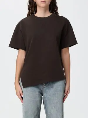 Loewe Asymmetrical Hem Cotton Crew-neck T-shirt With Short Sleeves - Brown