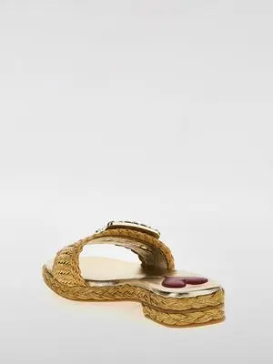 ROGER VIVIER Embellished Raffia Flat Sandals