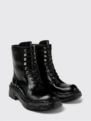 Camper Leather Combat Boots With Zip Closure