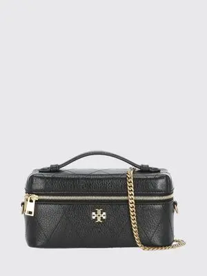 Tory Burch Charlie Mini Quilted Leather Beauty Case With Double T Logo - Black