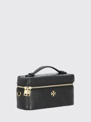 Tory Burch Charlie Mini Quilted Leather Beauty Case With Double T Logo - Black