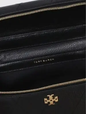 Tory Burch Charlie Mini Quilted Leather Beauty Case With Double T Logo - Black
