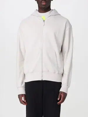 DISCLAIMER Zip-up Cotton Hoodie With Printed Logo - Grey
