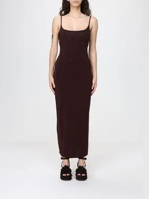 MC2 SAINT BARTH Midi Dress In Jersey With Rhinestones - Brown