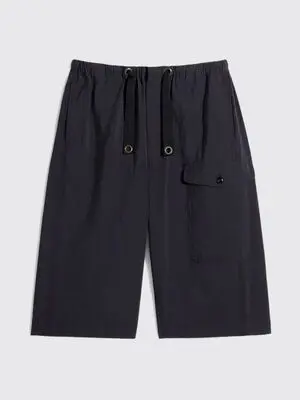 LEMAIRE Knee-length Cotton Cargo Shorts With Side Pockets And Drawstring - Black