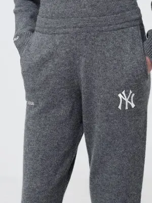 SPORTY & RICH Gray Cashmere Knit Flared Logo Trousers