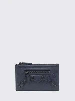 Balenciaga Le City Studded Arena Lambskin Card Holder Ocean