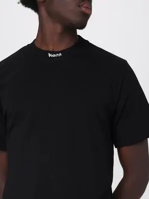 DISCLAIMER Slim Fit Cotton T-shirt With Contrast Logo - Black