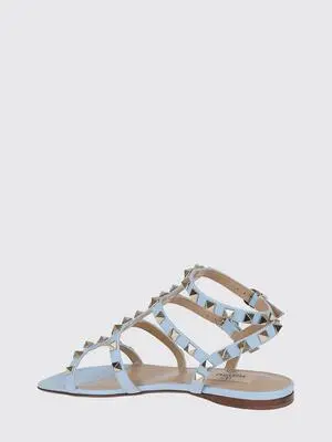 Valentino Garavani Rockstud Low-heeled T-strap Sandals In Calfskin