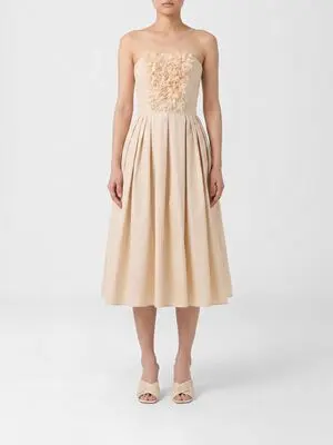 Elisabetta Franchi Taffeta Midi Dress - Beige