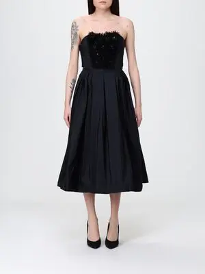 Elisabetta Franchi Taffeta Midi Dress - Black