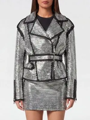 Philipp Plein Embellished Biker Jacket - Silver