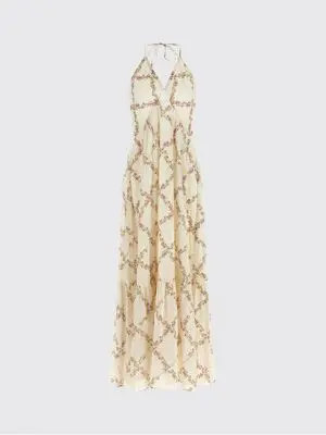 TWINSET Floral Print Cotton Halterneck Midi Dress