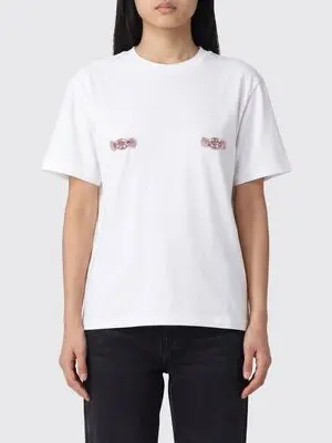 DES_PHEMMES Cotton T-shirt With Crystal Appliqués And Dropped Shoulders - White