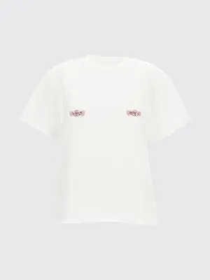 DES_PHEMMES Cotton T-shirt With Crystal Appliqués And Dropped Shoulders