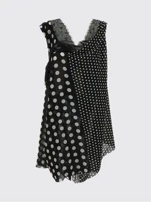 Junya Watanabe Asymmetric Polka Dot Polyester Top With Lace Inserts