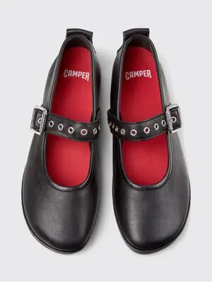 Camper Right Nina Mary Jane Flats In Calfskin Leather With Adjustable Strap