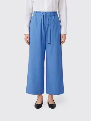 Max Mara High-waisted Wide-leg Cropped Linen Trousers - Blue