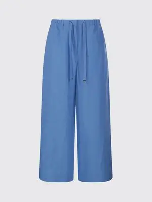 Max Mara High-waisted Wide-leg Cropped Linen Trousers - Blue
