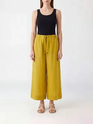 Max Mara High-waisted Wide-leg Cropped Linen Trousers - Yellow