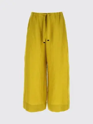 Max Mara High-waisted Wide-leg Cropped Linen Trousers - Yellow