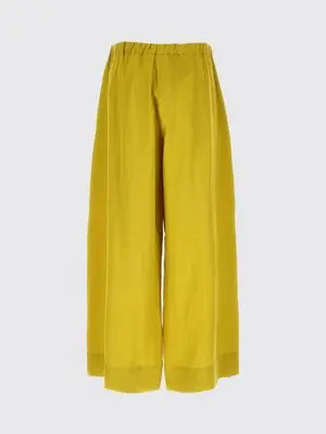 Max Mara High-waisted Wide-leg Cropped Linen Trousers - Yellow